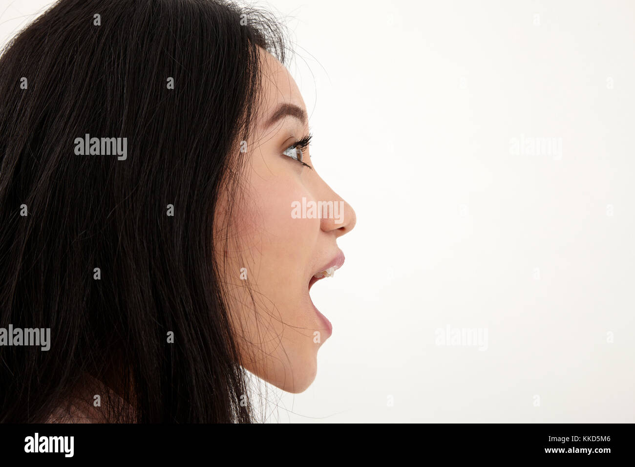 Profile woman screaming hi-res stock photography and images - Alamy