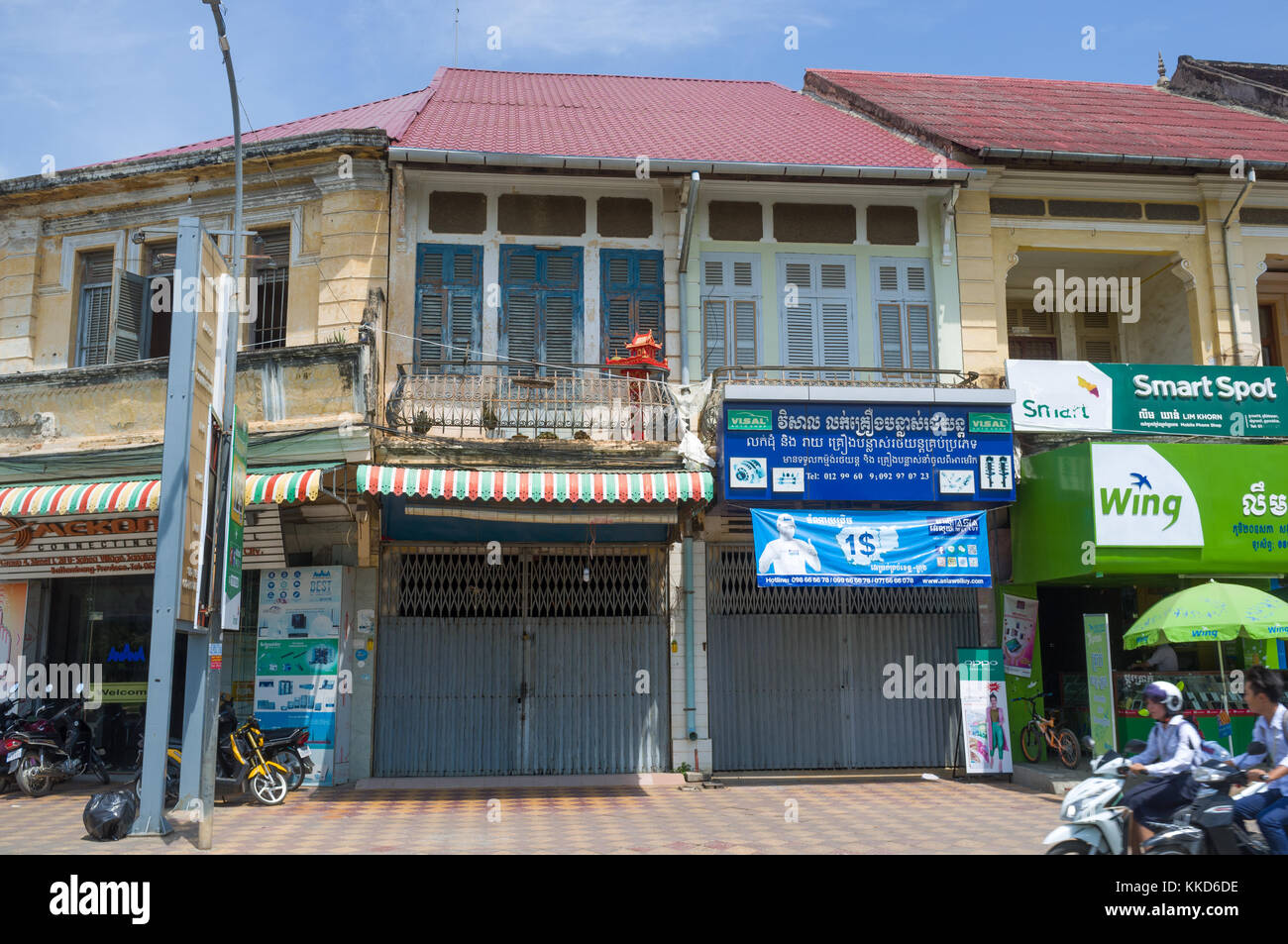 French colonial buildings and Chinese shophouses along street 1 of ...