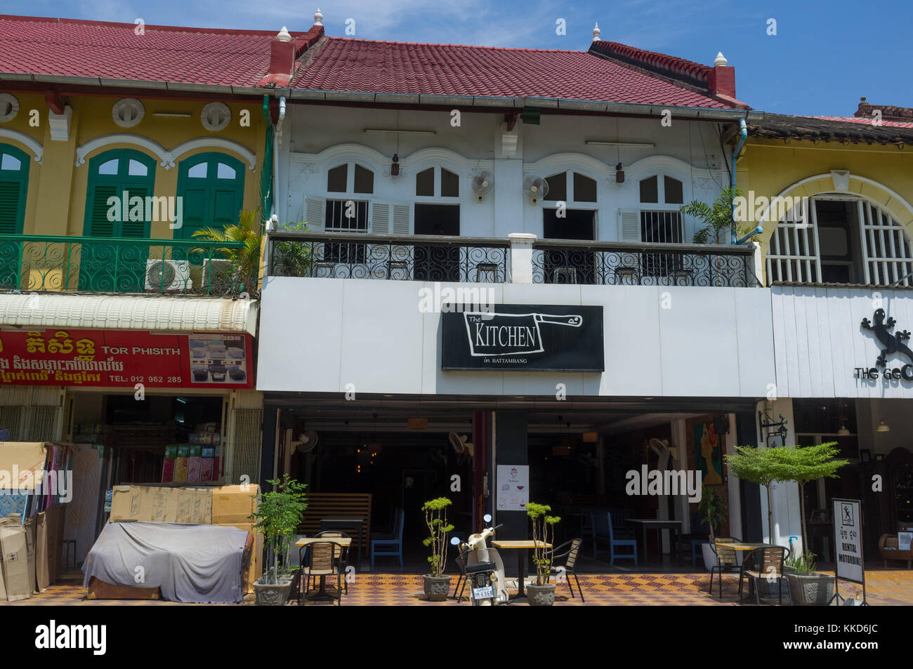 French colonial buildings and Chinese shophouses along street 1 of ...