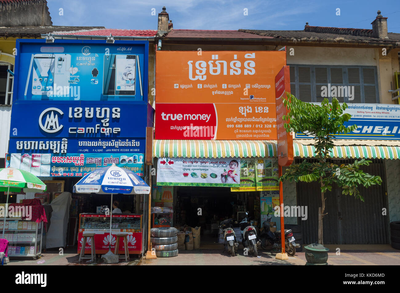 French colonial buildings and Chinese shophouses along street 1 of ...