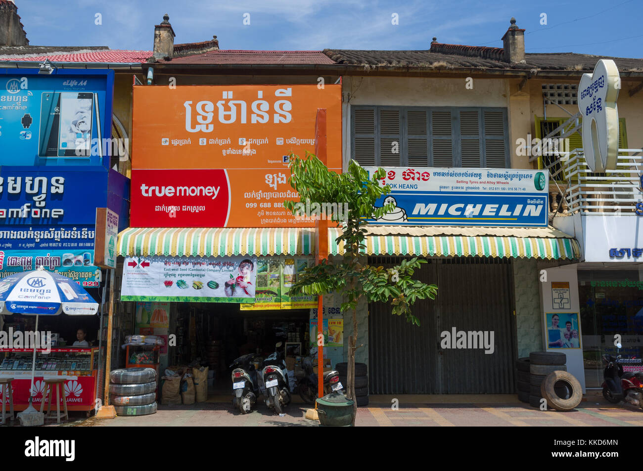 French colonial buildings and Chinese shophouses along street 1 of ...