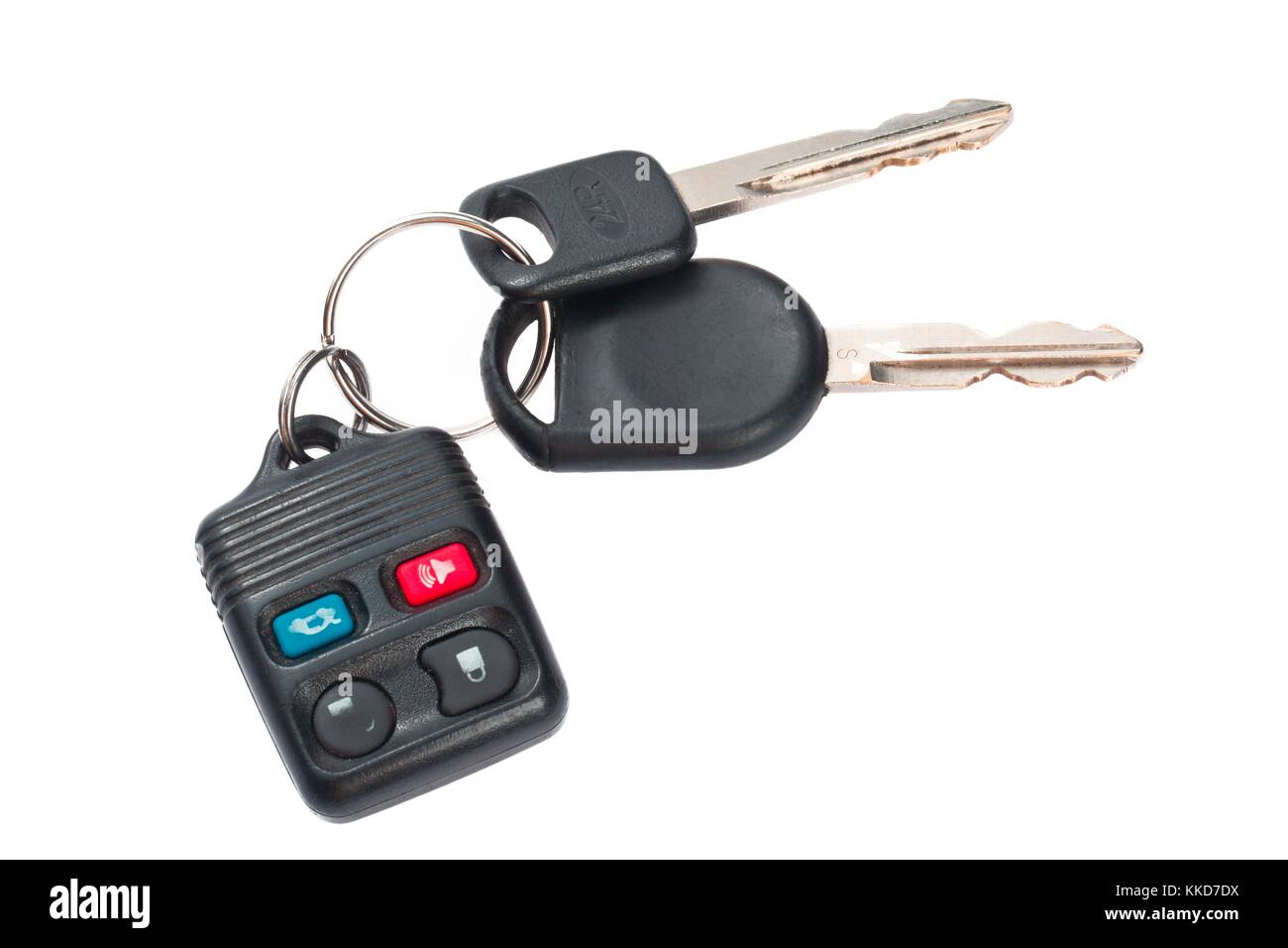 close up shot of plastic remote control car keys on white Stock Photo ...