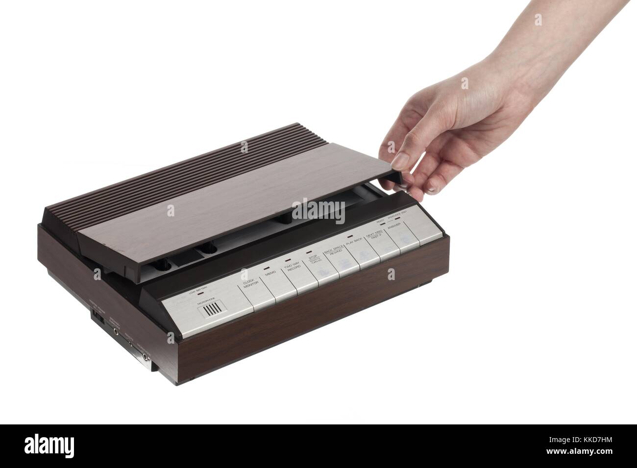 hand holding tape recorder answering machine Stock Photo - Alamy