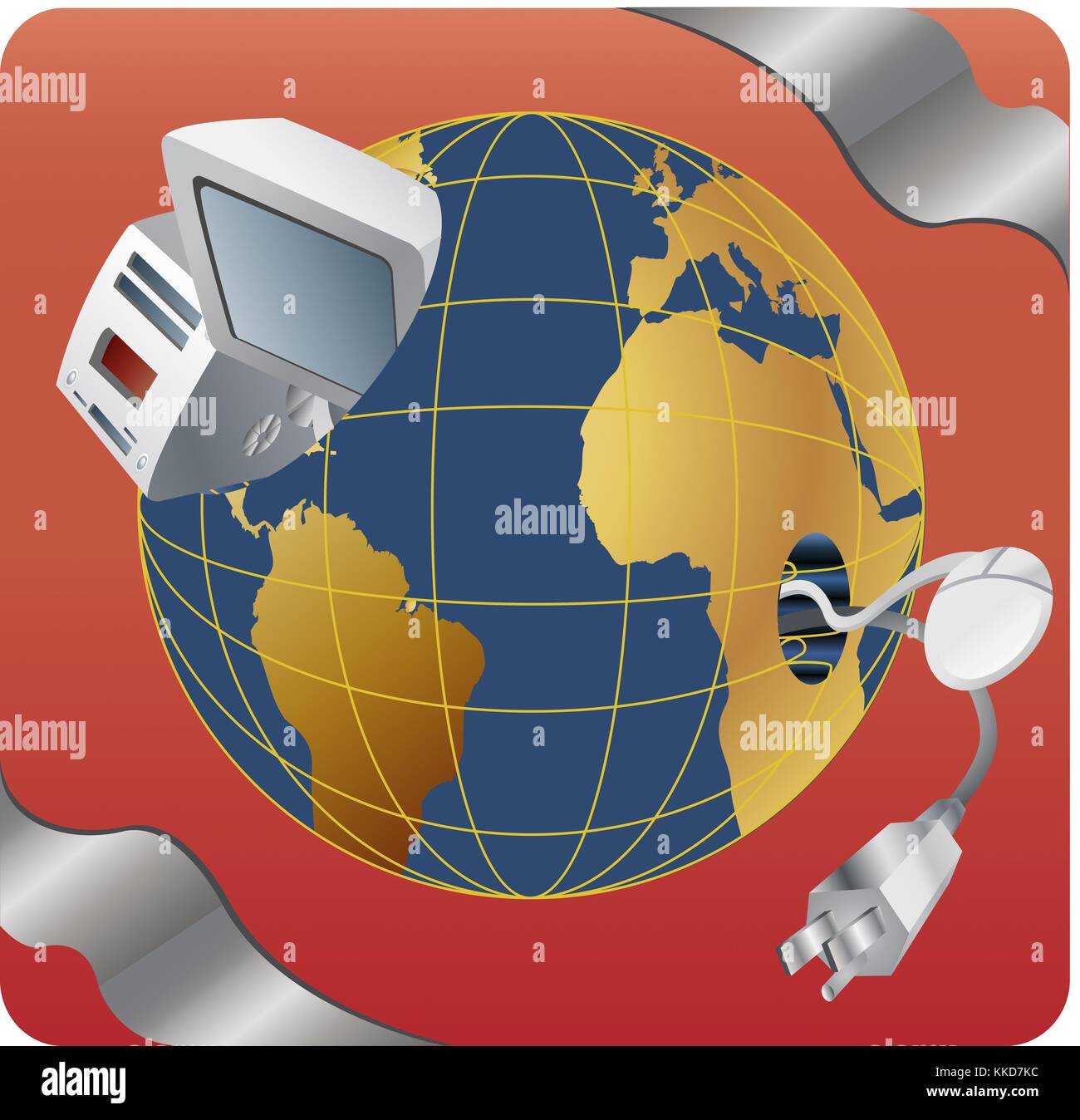 image of computer with earth Stock Photo - Alamy