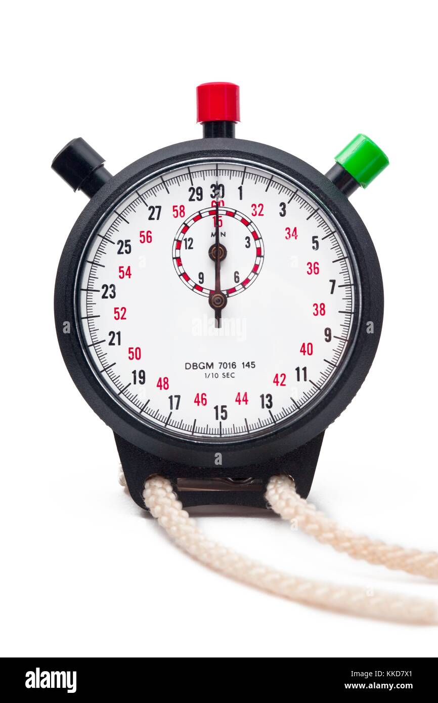 view of a stopwatch with rope over white background Stock Photo - Alamy