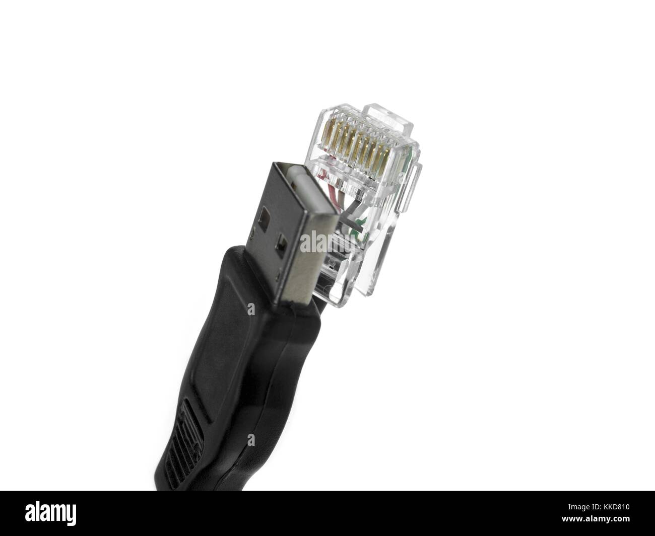 close up image of a usb cable and network connection plug Stock Photo ...