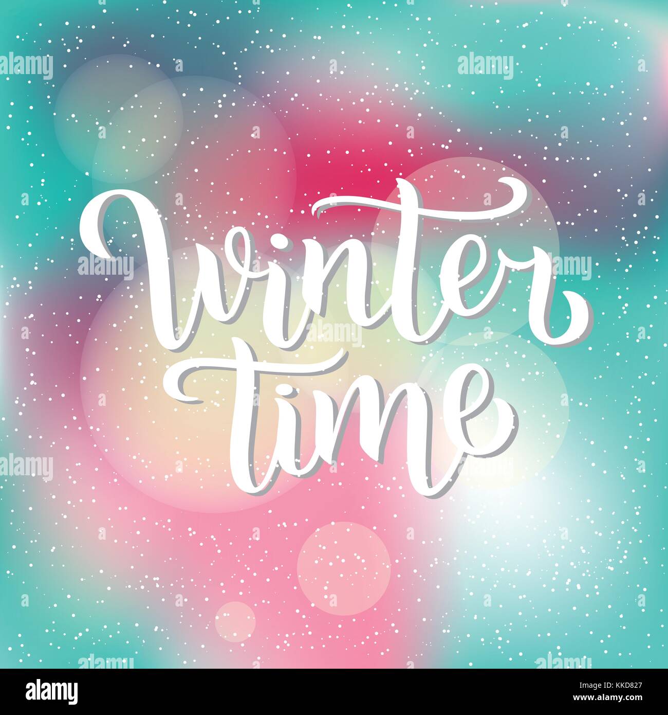 Winter time hand written inscription with isolated onblurred abstract ...