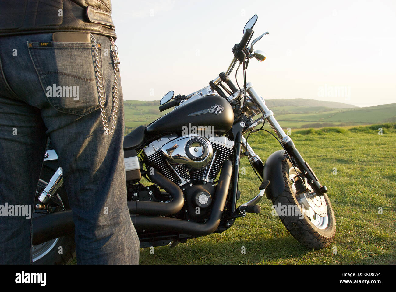 Fat man on motorcycle hi-res stock photography and images - Alamy