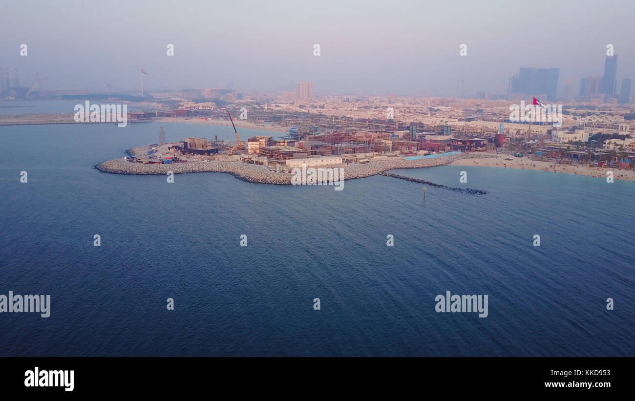 Aerial view of Dubai seaport United Arab Emirates . Top view of the ...