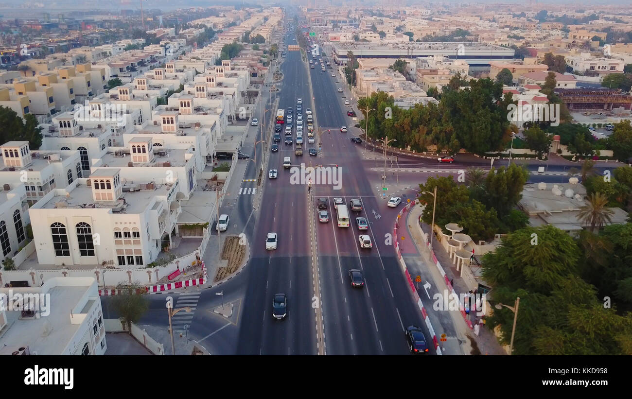 Beautiful panoramic scene of Dubai city in UAE. View from above. Top ...
