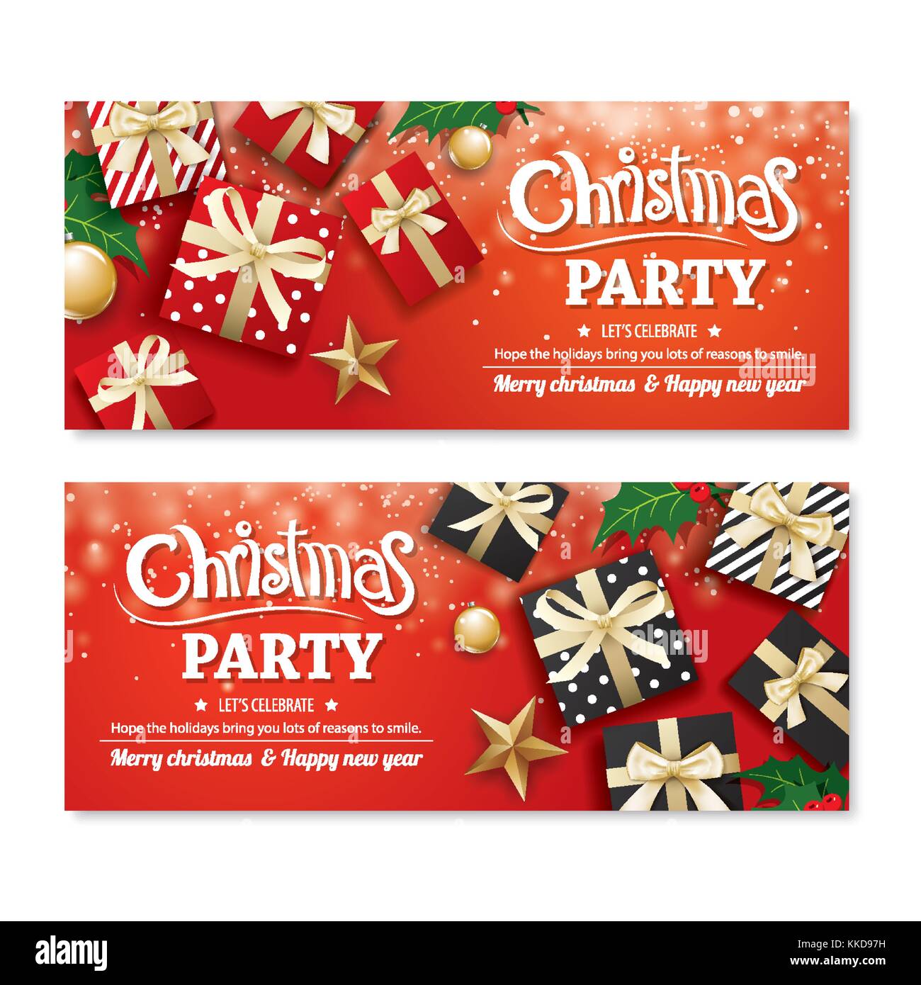 Invitation merry christmas party poster banner and greeting card design ...
