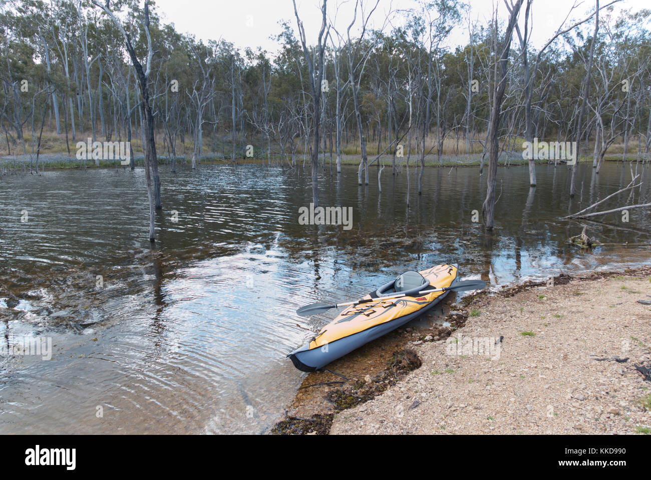 Inflatable kayak on the waters of Paradise Dam Queensland Australia ...
