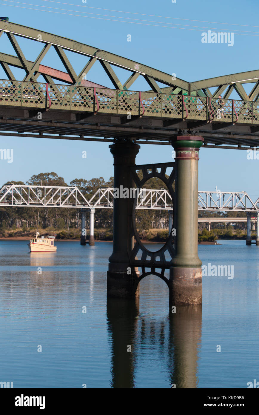 Heritage listed historic road traffic bridge across the Burnett River ...