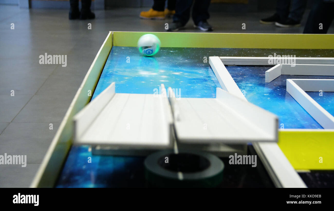 Robot ball on the track. Sphere-robot moves in the maze. Presentation ...