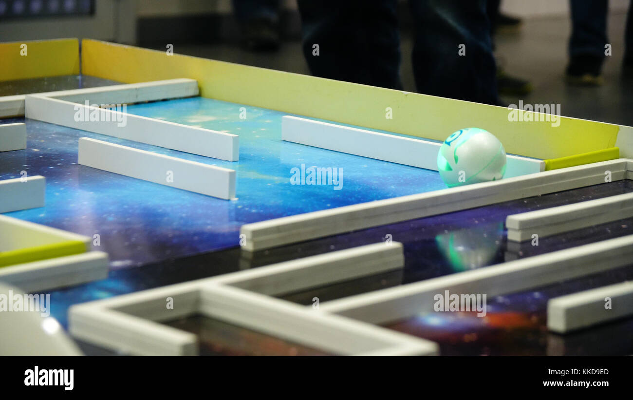 Robot ball on the track. Sphere-robot moves in the maze. Presentation ...