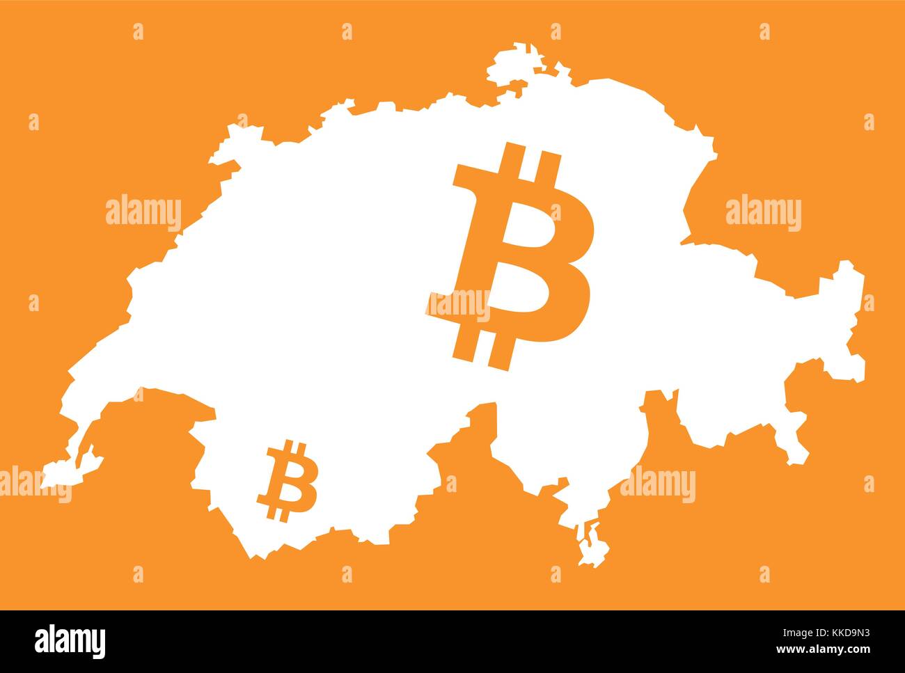 Switzerland map with bitcoin crypto currency symbol illustration Stock ...