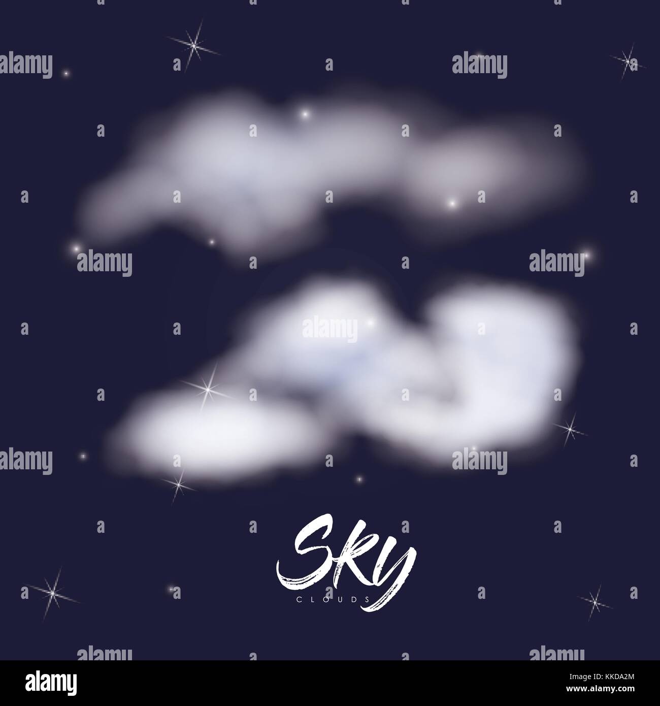 sky clouds poster with clouds over background of starry sky Stock ...