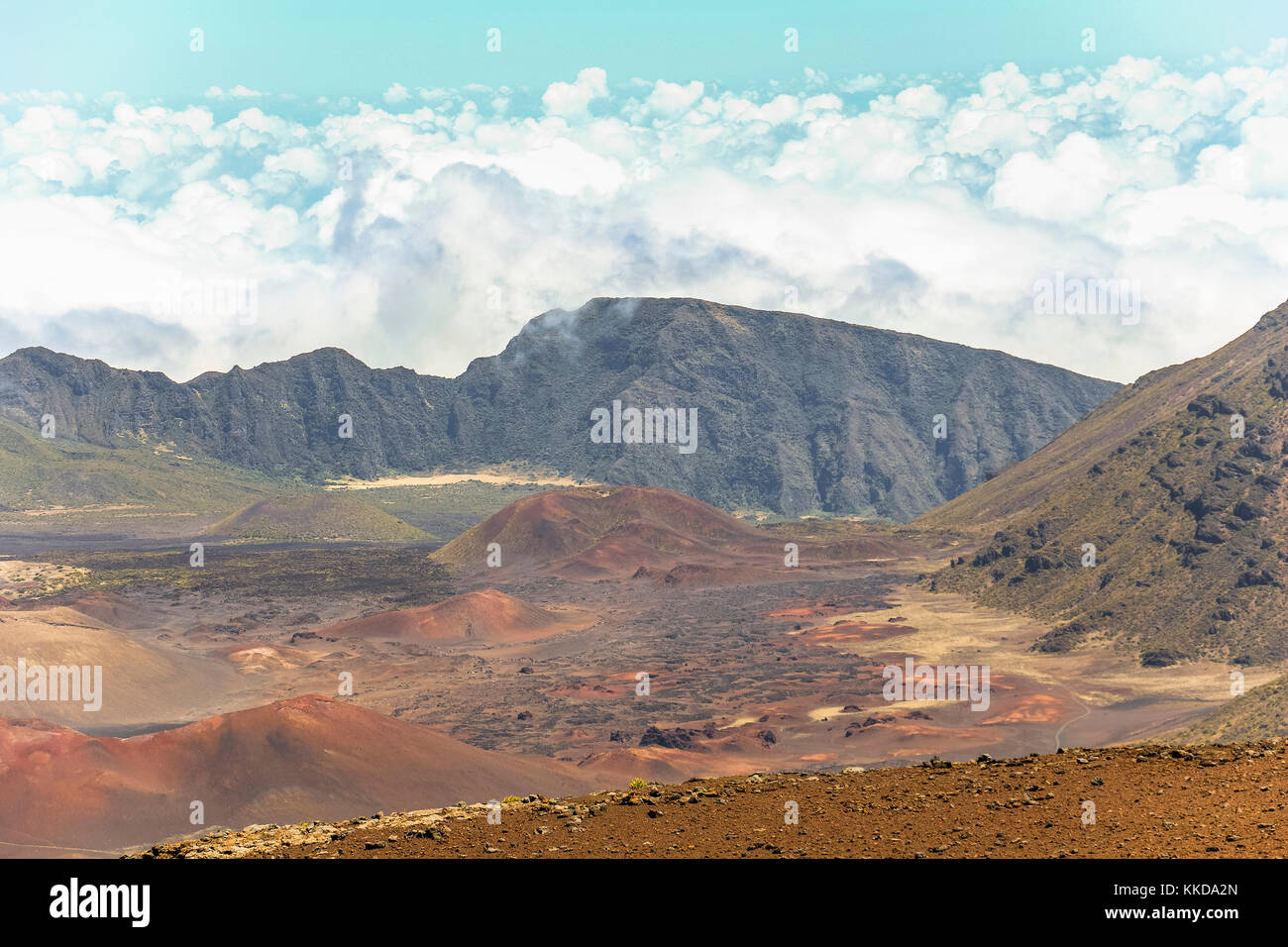 View on crater on top of Haleakala volcano, Maui, Hawaii Stock Photo ...