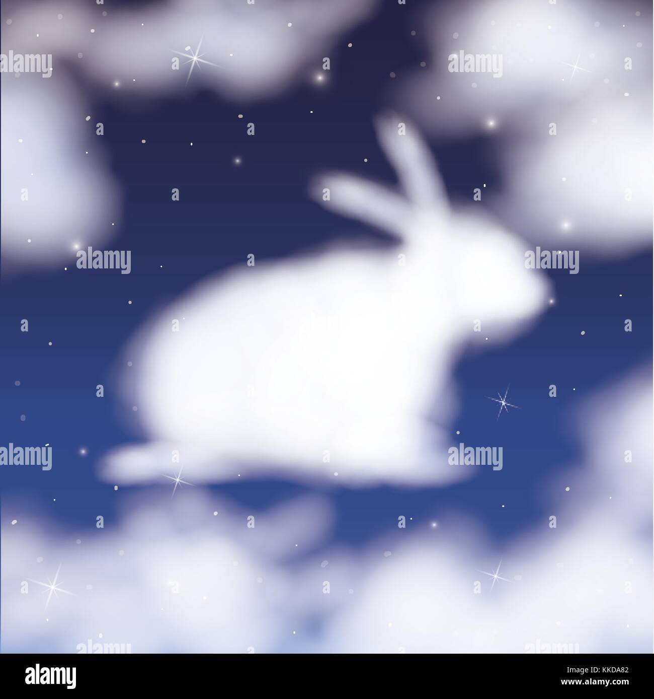 nightly background with cloud in shape of bunny in the starry sky Stock ...