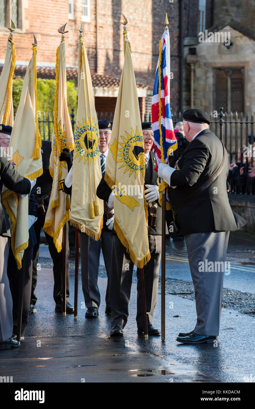 Standard bearers prepare for British veterans parade in York on 50th ...