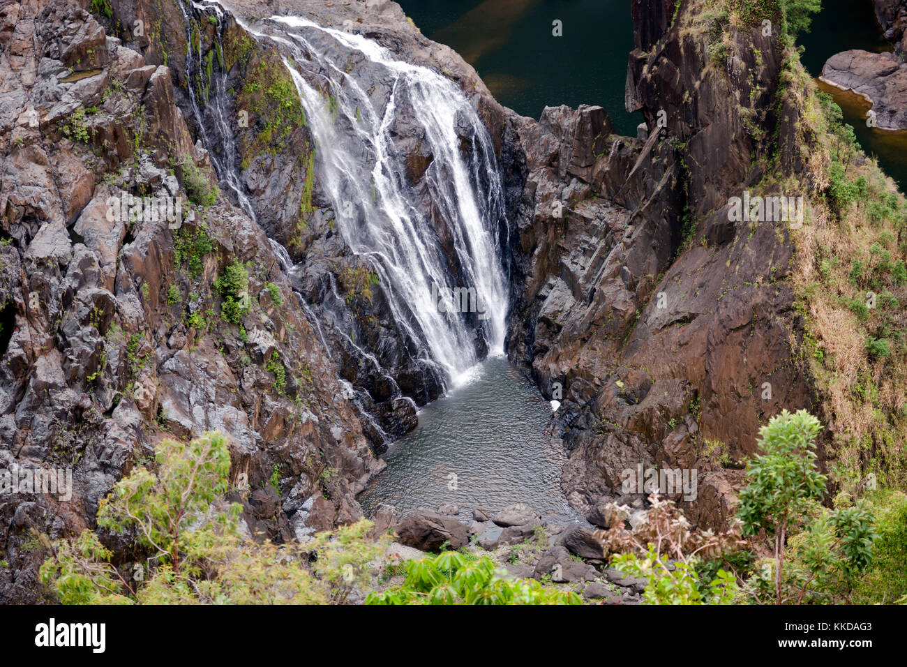 View of the Barron Falls in dry season, Atherton Tablelands, Queensland ...