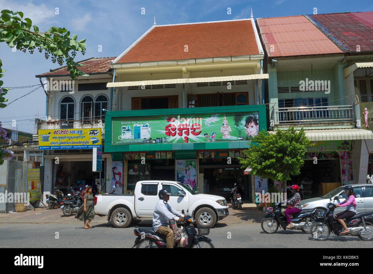 French colonial buildings and Chinese shophouses along street 1 of ...