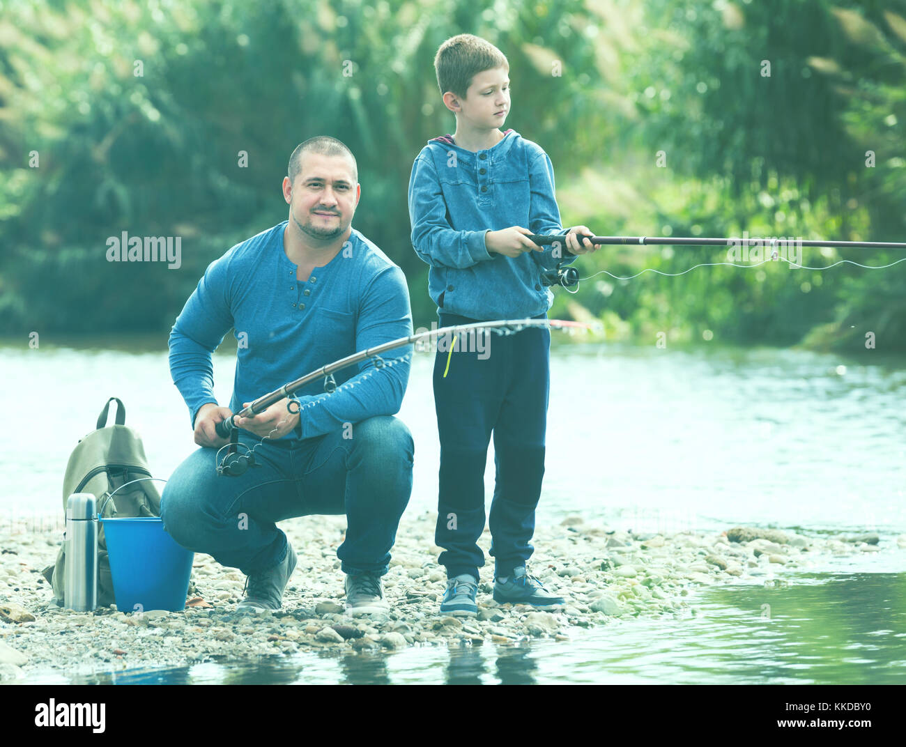 Fishing dad and son fish hi-res stock photography and images - Alamy