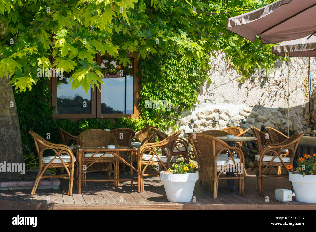 Chilling out cafe terrace at Greece Stock Photo - Alamy