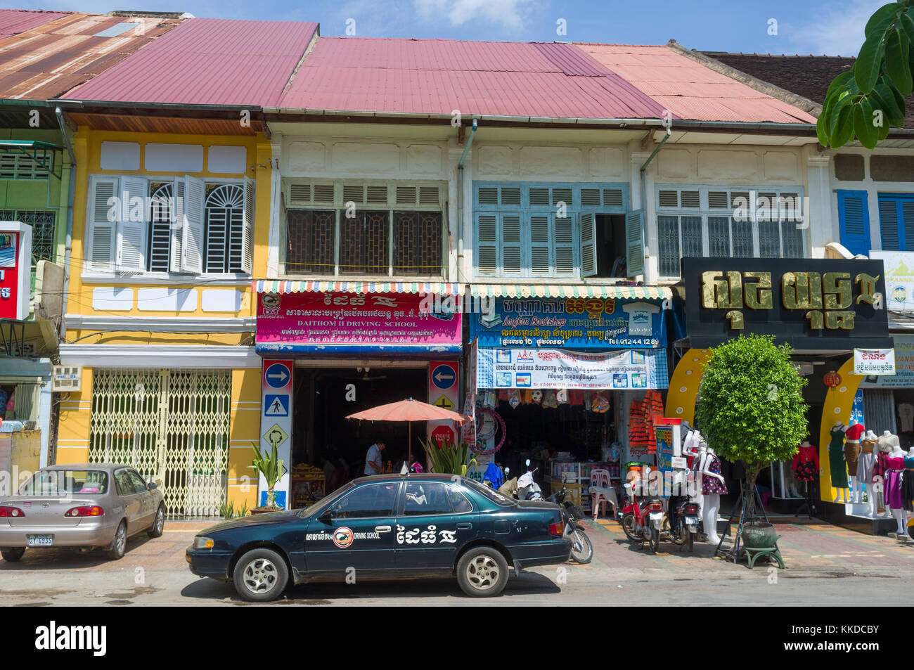 French colonial buildings and Chinese shophouses along street 1 of ...