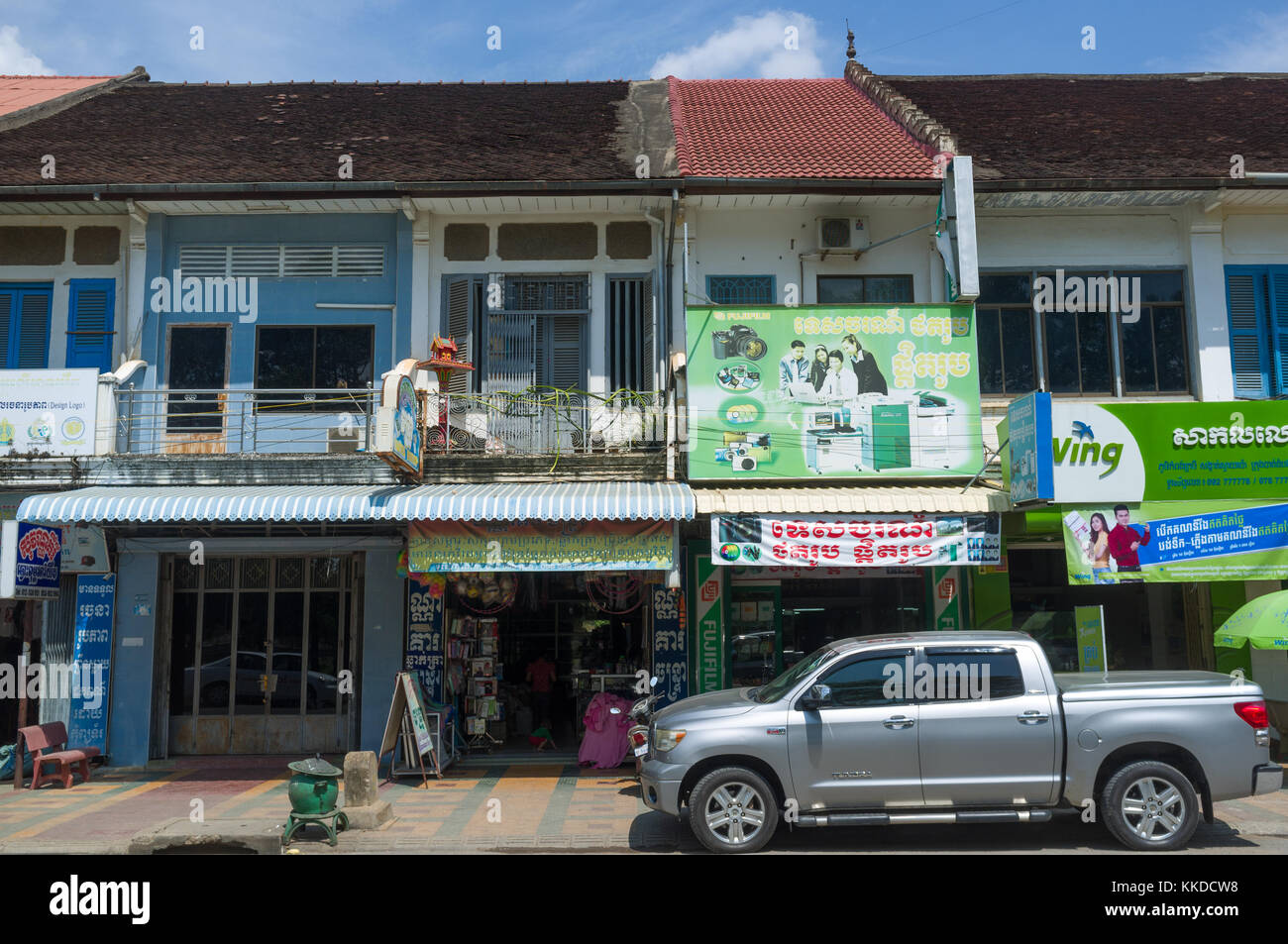 French colonial buildings and Chinese shophouses along street 1 of ...