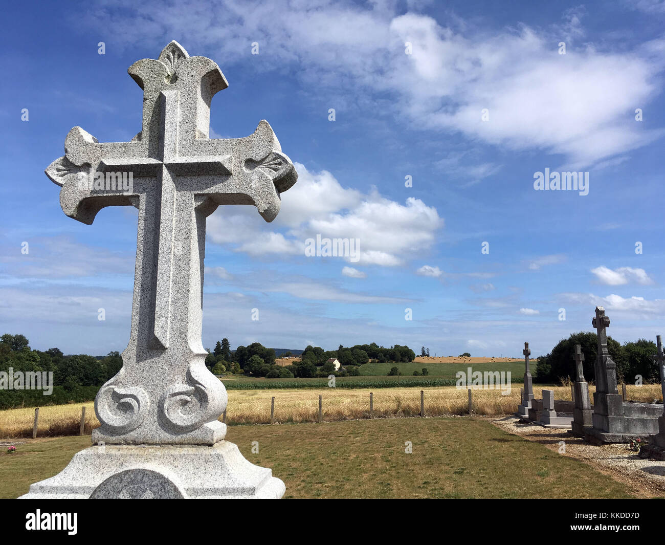 cemetery with chrisitan crosses in a village in normandy Stock Photo ...
