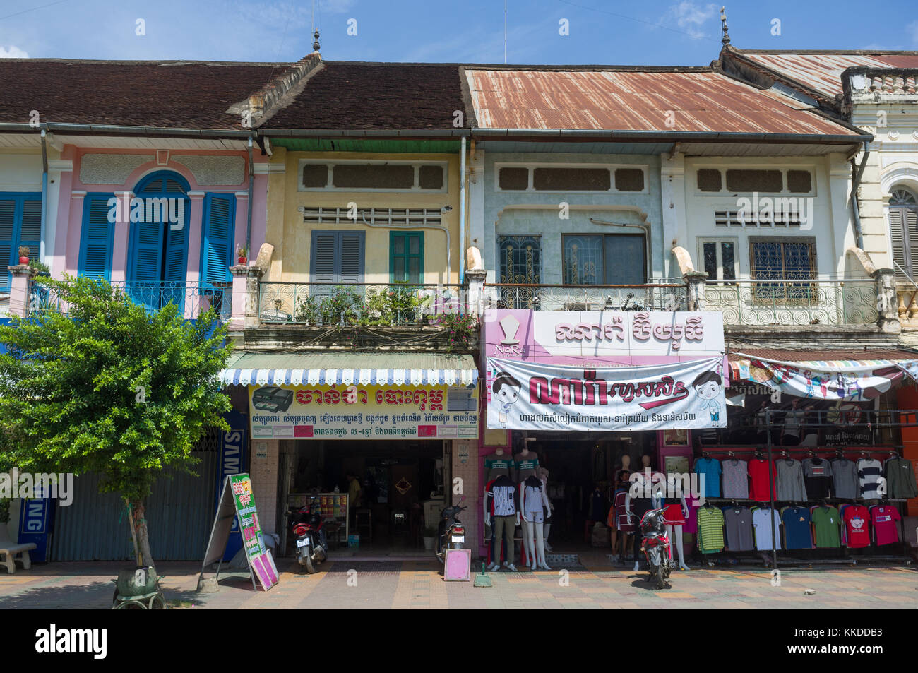 French colonial buildings and Chinese shophouses along street 1 of ...