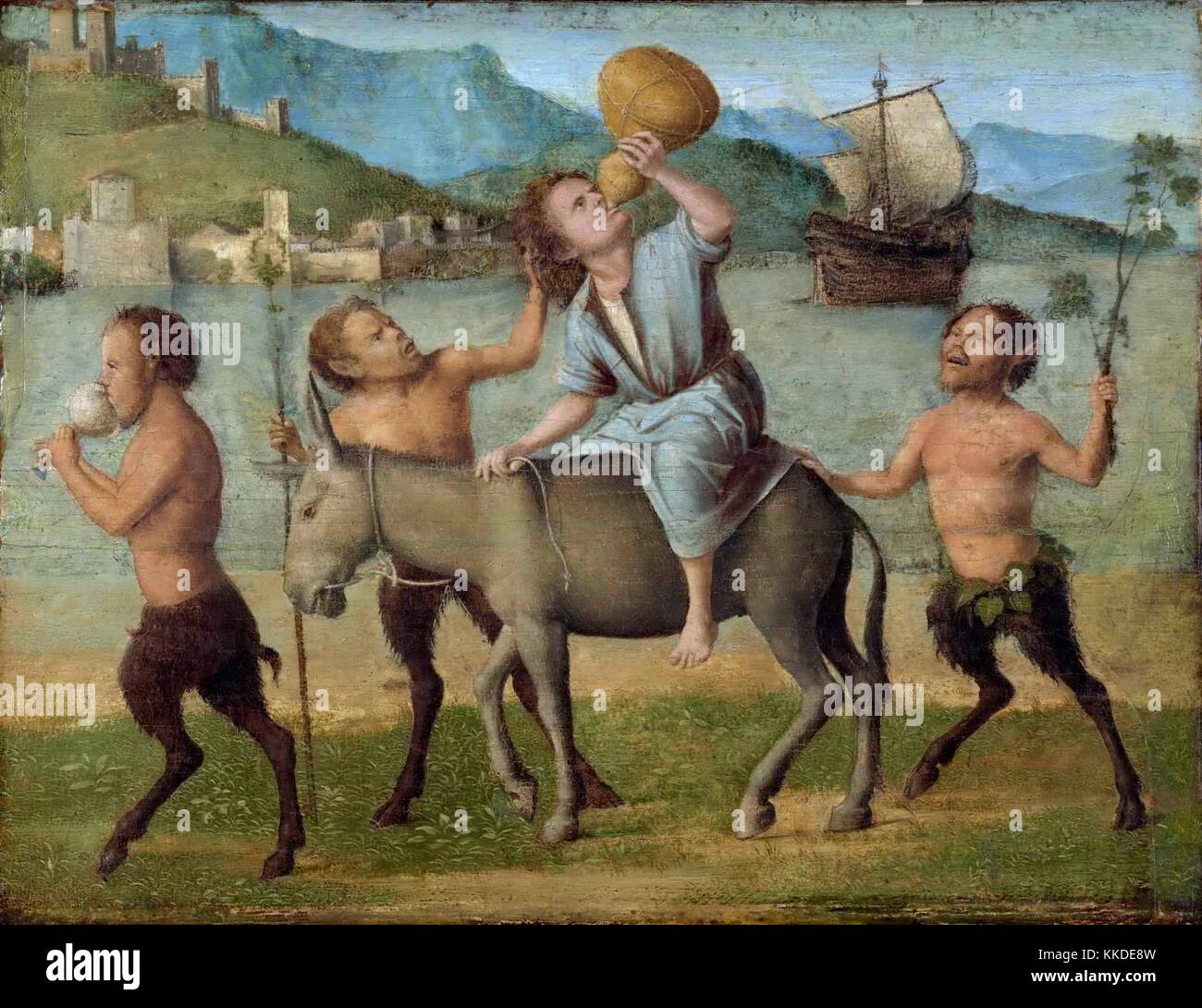 vintage scene with satyrs Stock Photo - Alamy