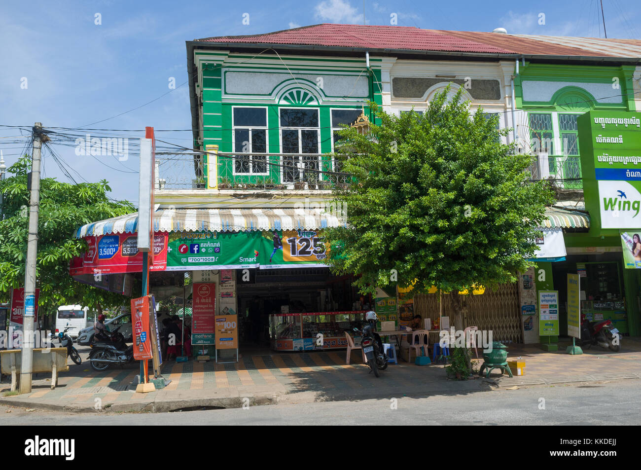 French colonial buildings and Chinese shophouses along street 1 of ...