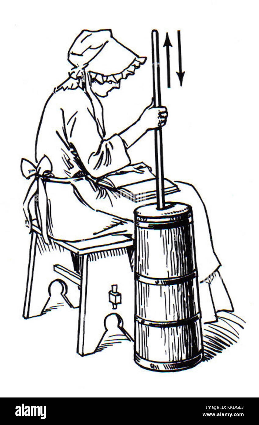 The churn, a traditional dairy tool used for separating cream from milk ...