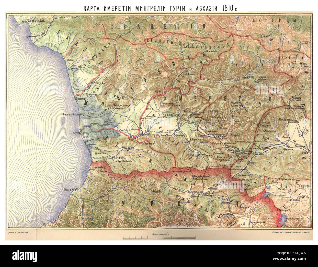 Map of Imeretia, Guria, Mingrelia, and Abkhazia in 1810 (Tiflis, 1902 ...
