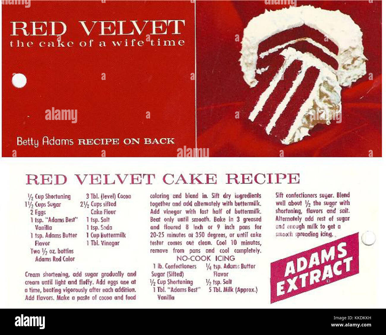 Original Red Velvet Recipe Card Stock Photo - Alamy