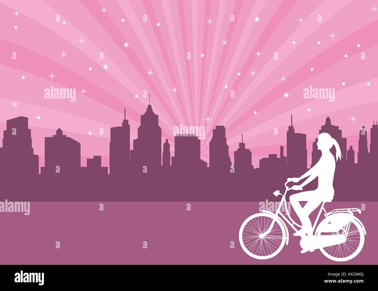 girl riding bicycle on the abstract city background Stock Vector Image ...
