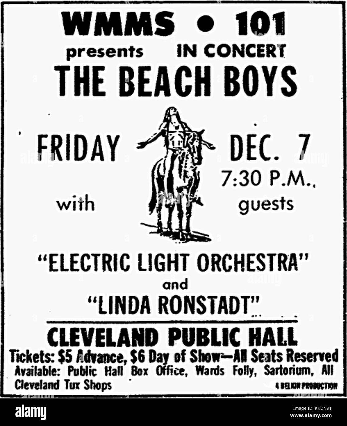 WMMS 101 Presents The Beach Boys - 1973 print ad Stock Photo - Alamy