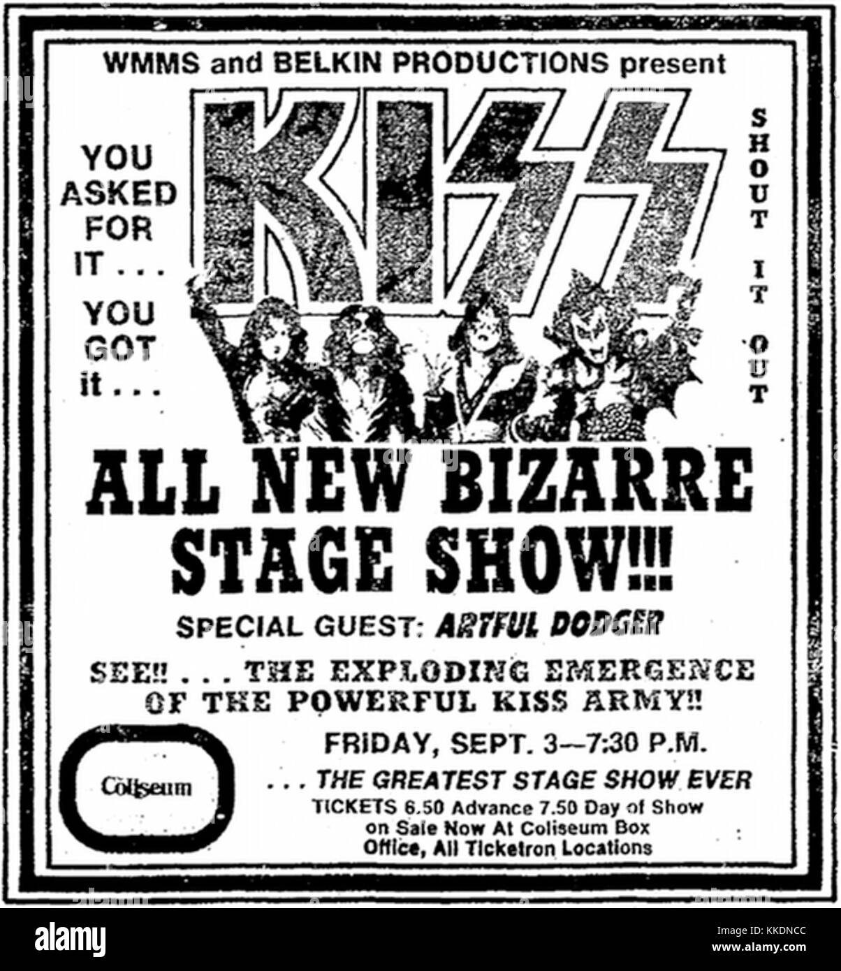 This 1976 print advertisement for WMMS, a radio station, promotes the ...