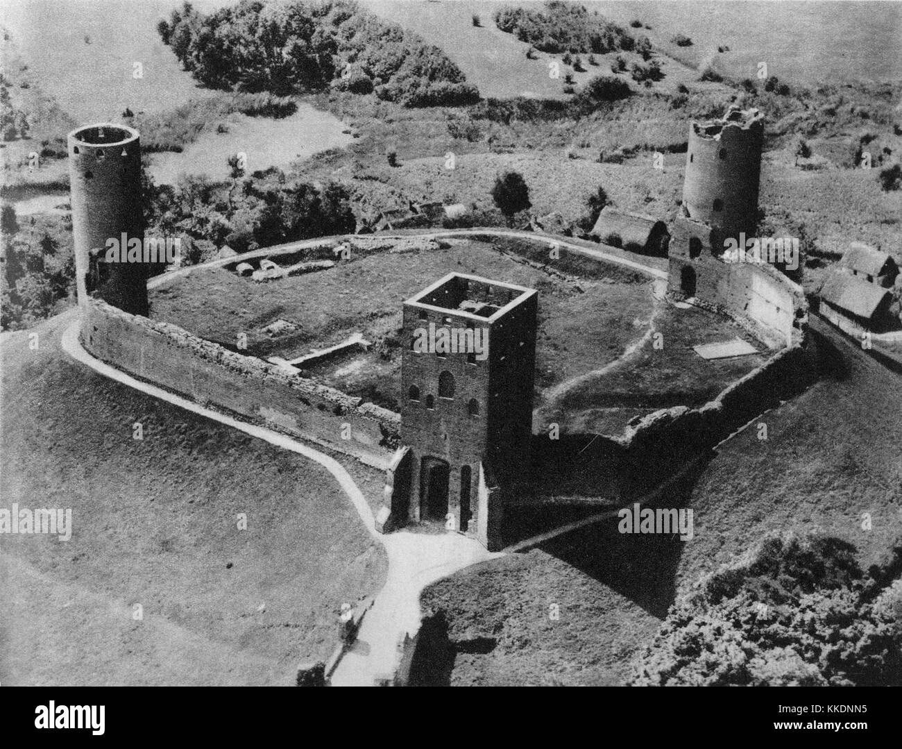 Czersk castle - aerial view Stock Photo - Alamy