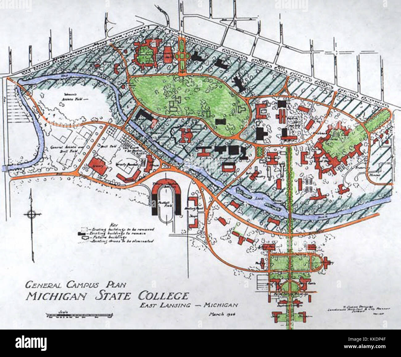 MSU Campus Plan1926 Stock Photo - Alamy