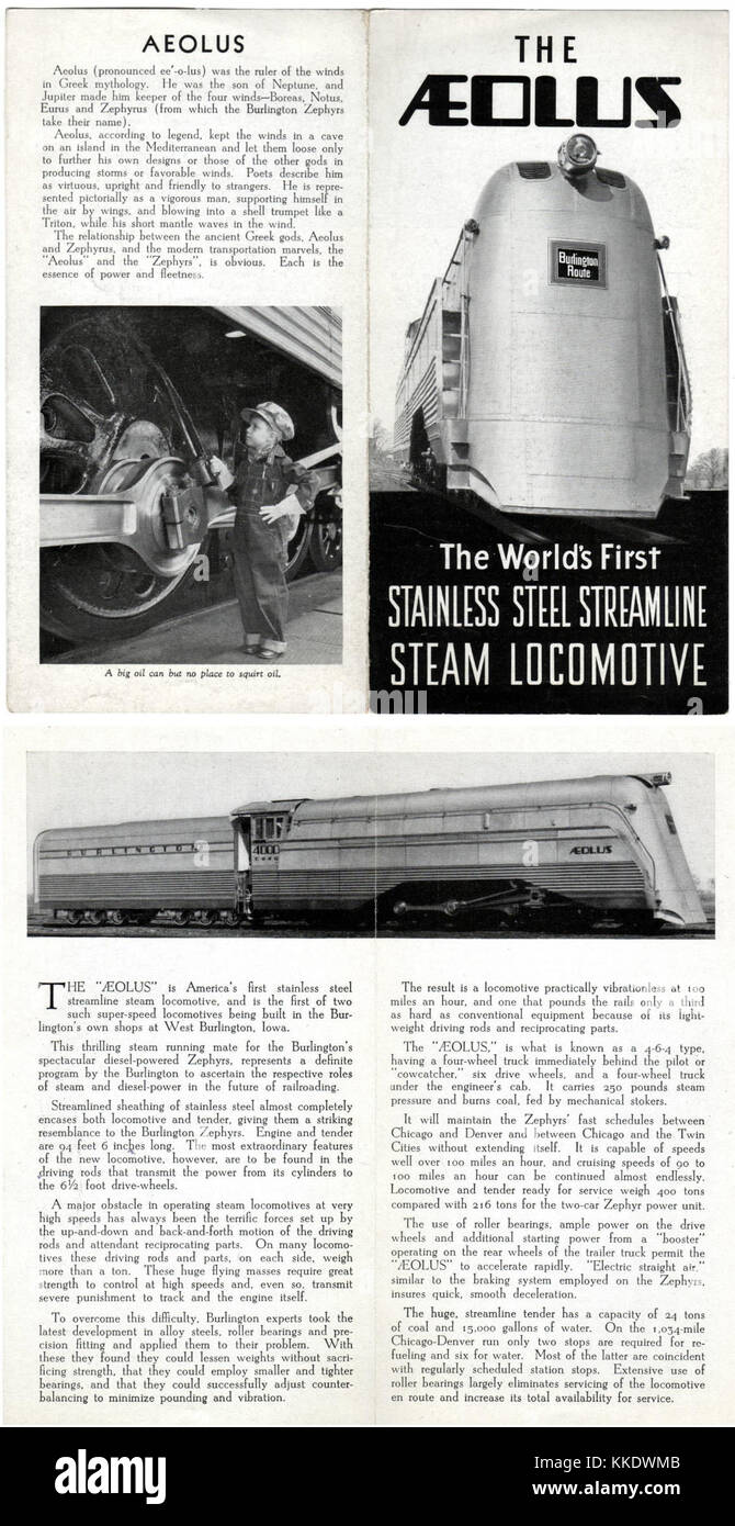 Burlington Aeolus brochure 1937 Stock Photo - Alamy