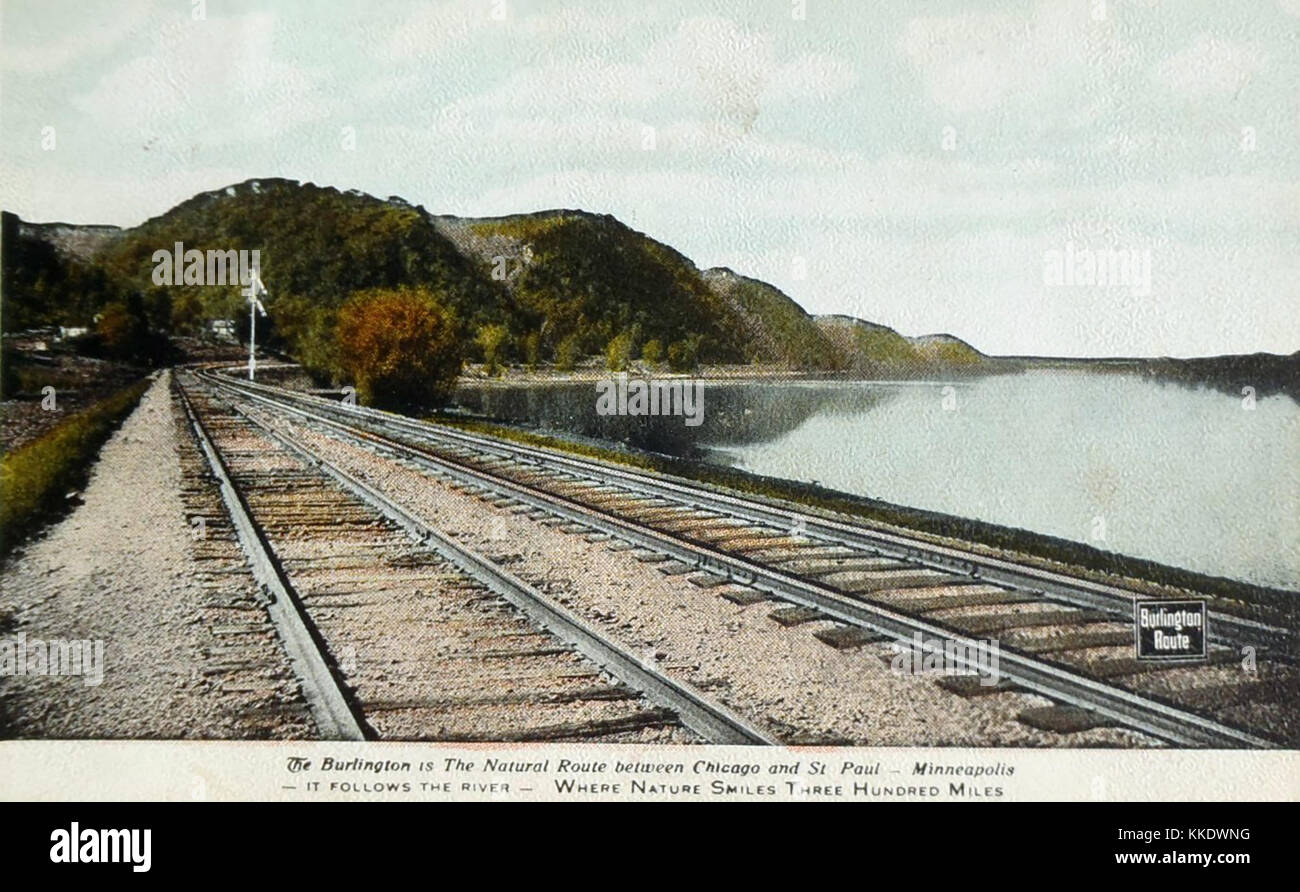 Burlington Route postcard Natural Route slogan Stock Photo - Alamy