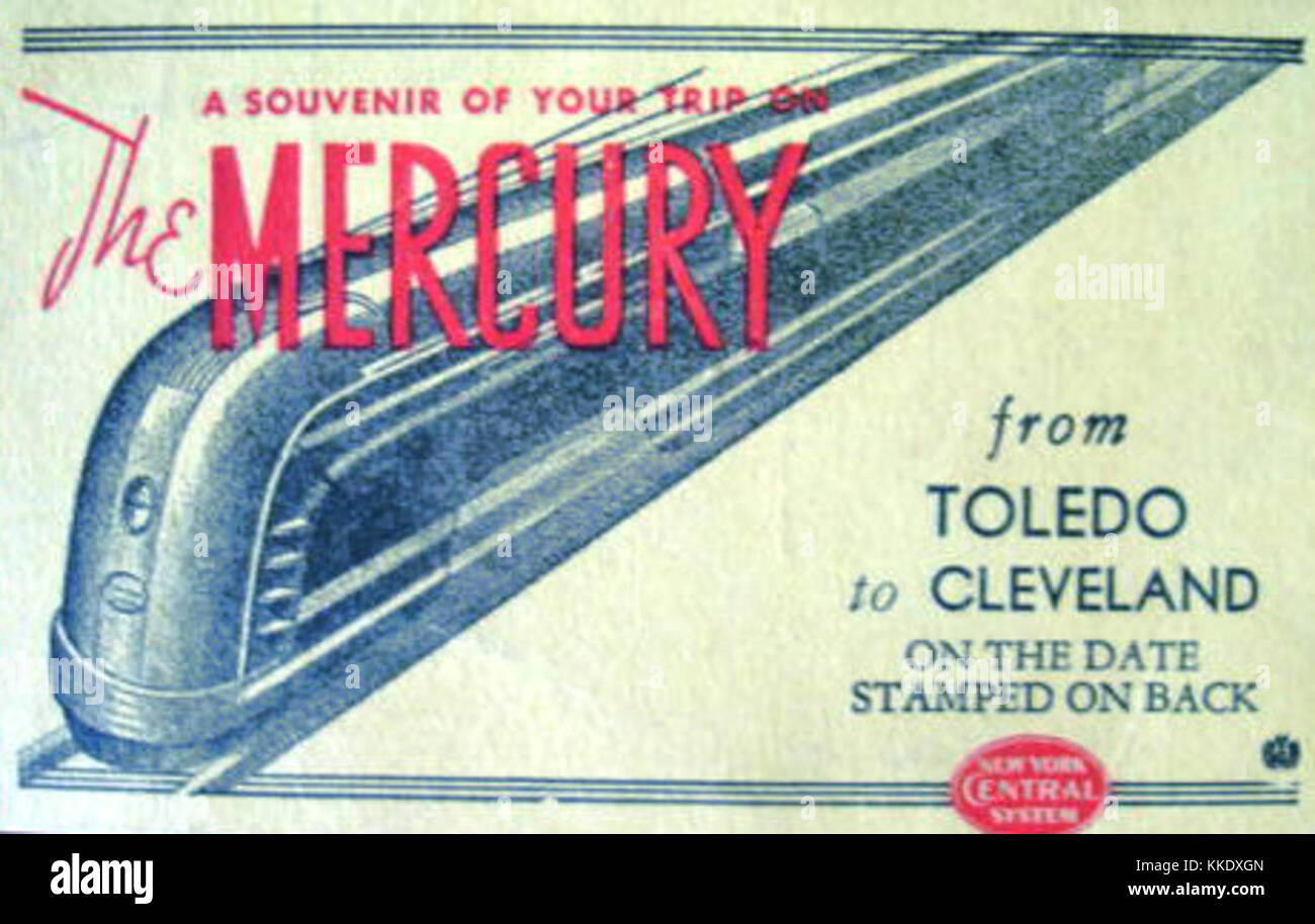 Cleveland Mercury ticket New York Central 1938 Stock Photo - Alamy