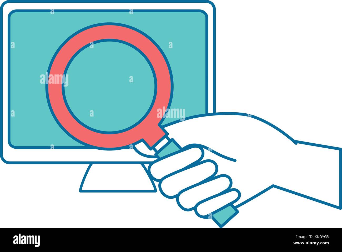 Monitor Computer With Magnifying Glass Vector Illustration Design Stock Vector Image And Art Alamy