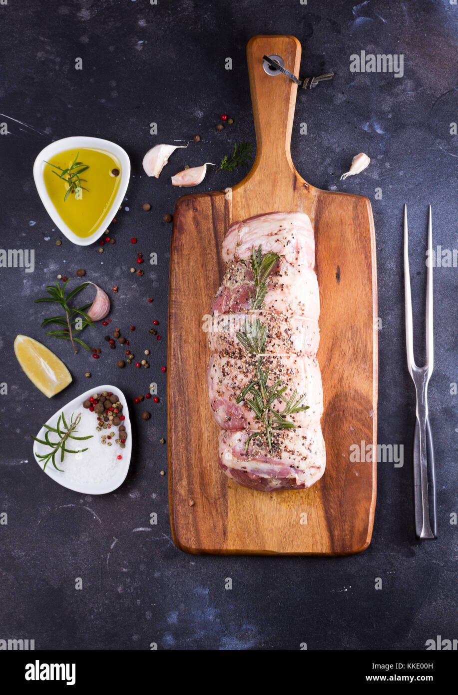 Raw lamb roll Stock Photo - Alamy