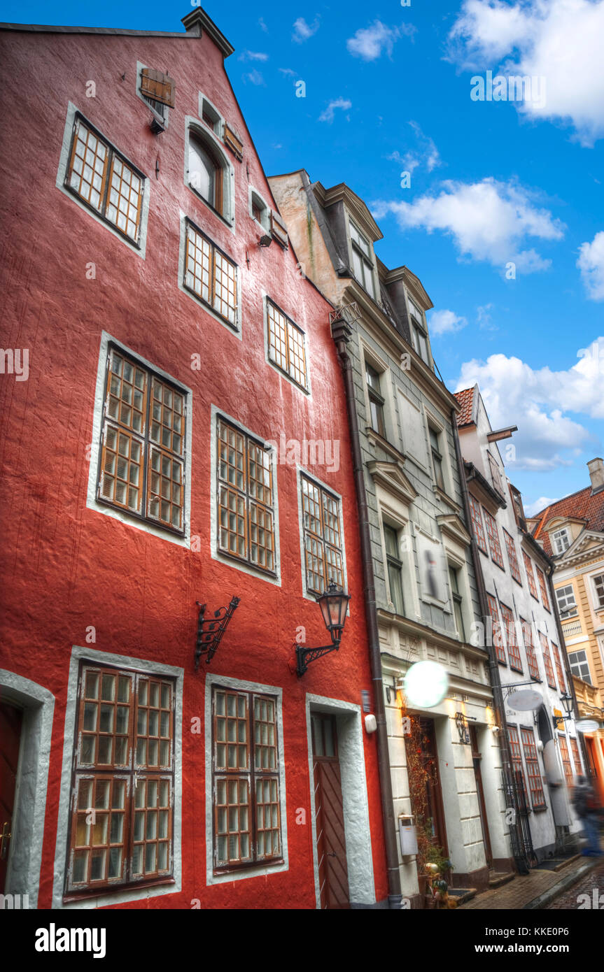 old houses on Riga street. Latvia. Europe Stock Photo - Alamy