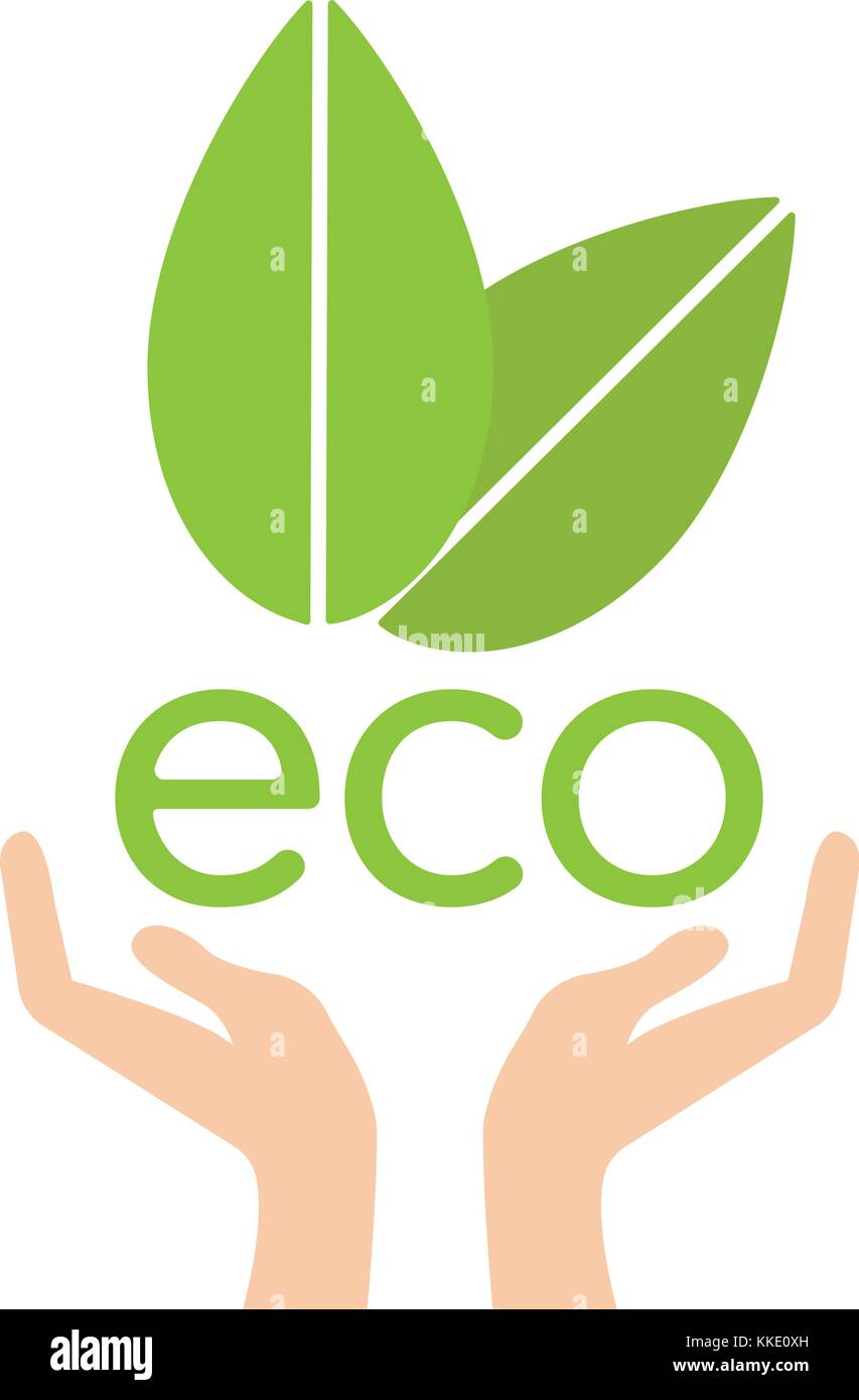 Eco hand with leaves, helping nature concept vector. Ecology Stock ...