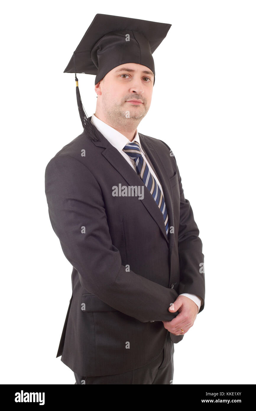 Proud male college professor standing isolated on white background ...